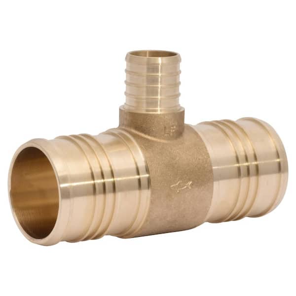 SharkBite 2 in. x 2 in. x 1 in. PEX Barb Brass Reducing Tee Fitting ...