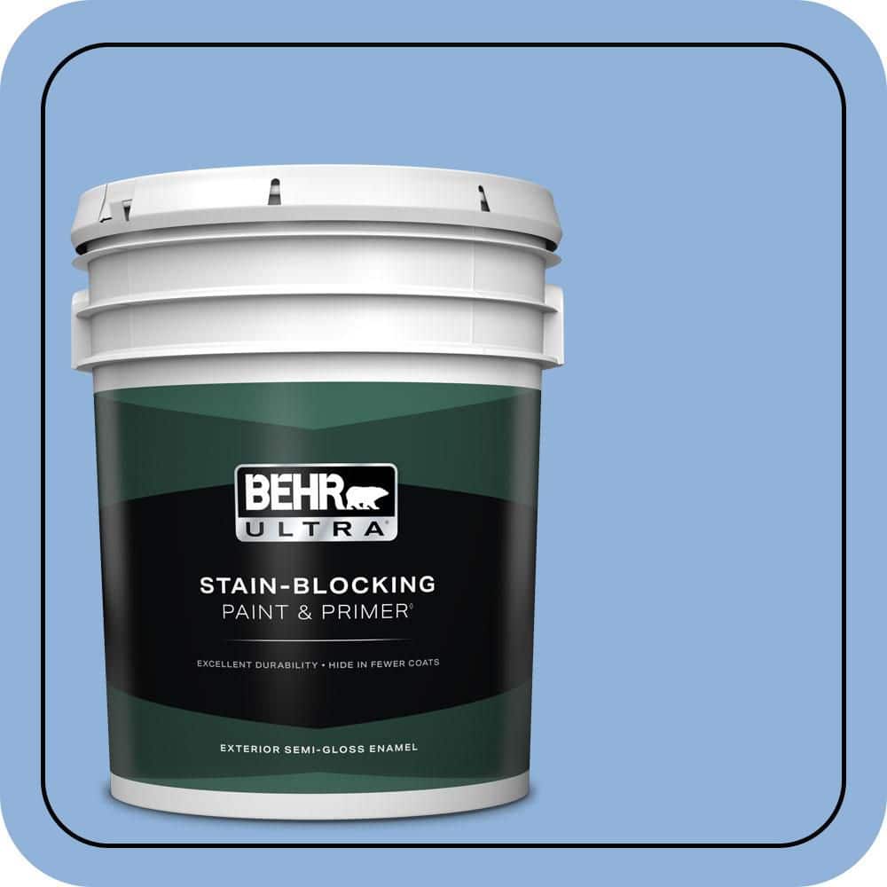 BEHR ULTRA 5 gal. #580B-5 Cornflower Blue Semi-Gloss Enamel Exterior ...