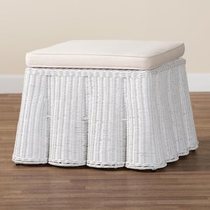 bali & pari Palm Honey Rattan Ottoman with Cushion 244-13633-HD - The ...