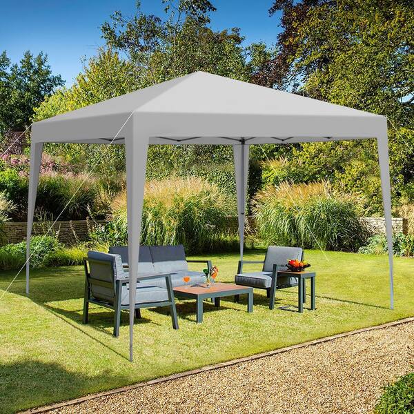 Unbranded 10 ft. x 10 ft. Grey Pop Up Gazebo Canopy Tent with 4pcs Weight Sand Bag with Carry Bag for Garden Balcony Patio LT 366