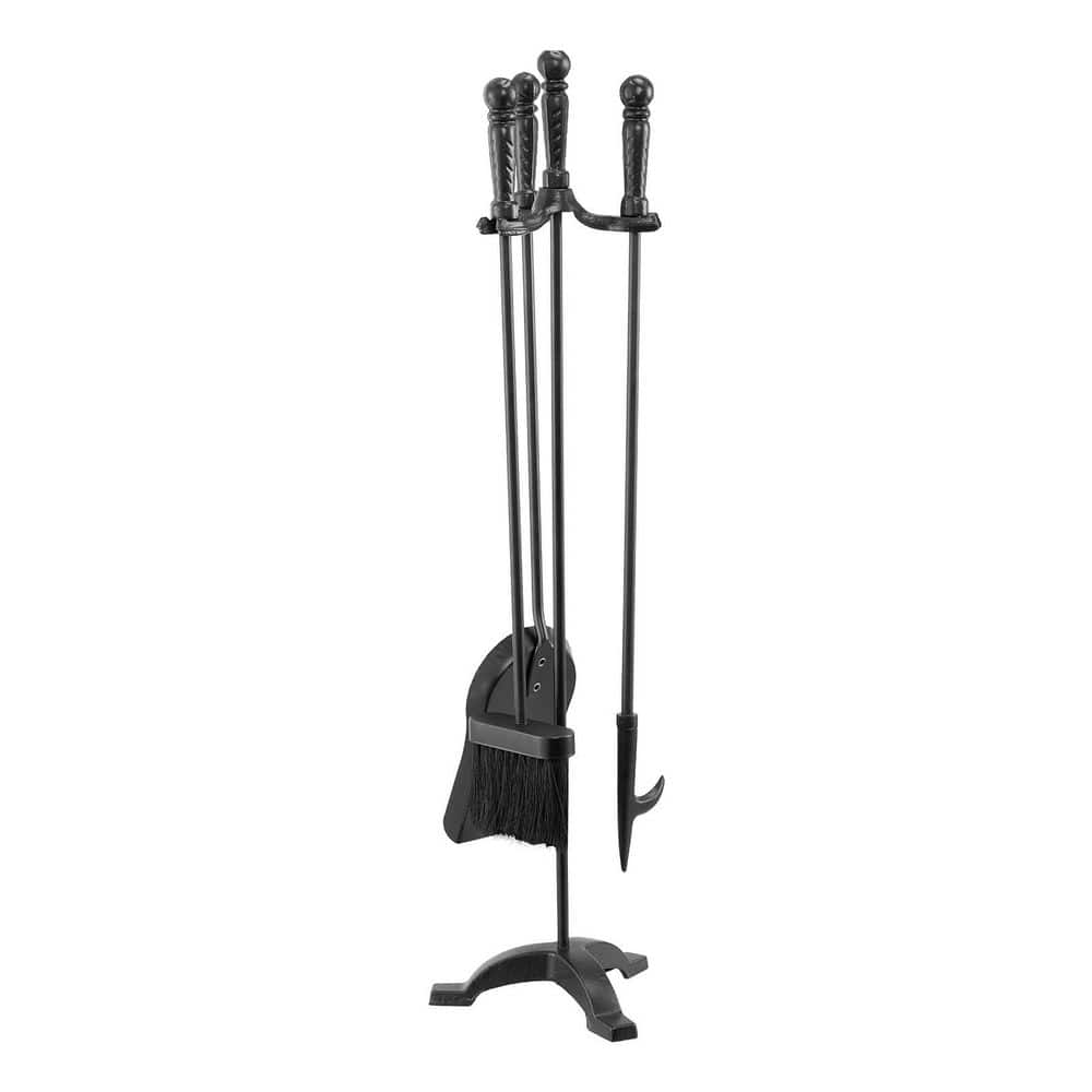 VEVOR Fireplace Tool Set, 4 Pcs, Holder with 3-Prong Stand, Ash Shovel ...