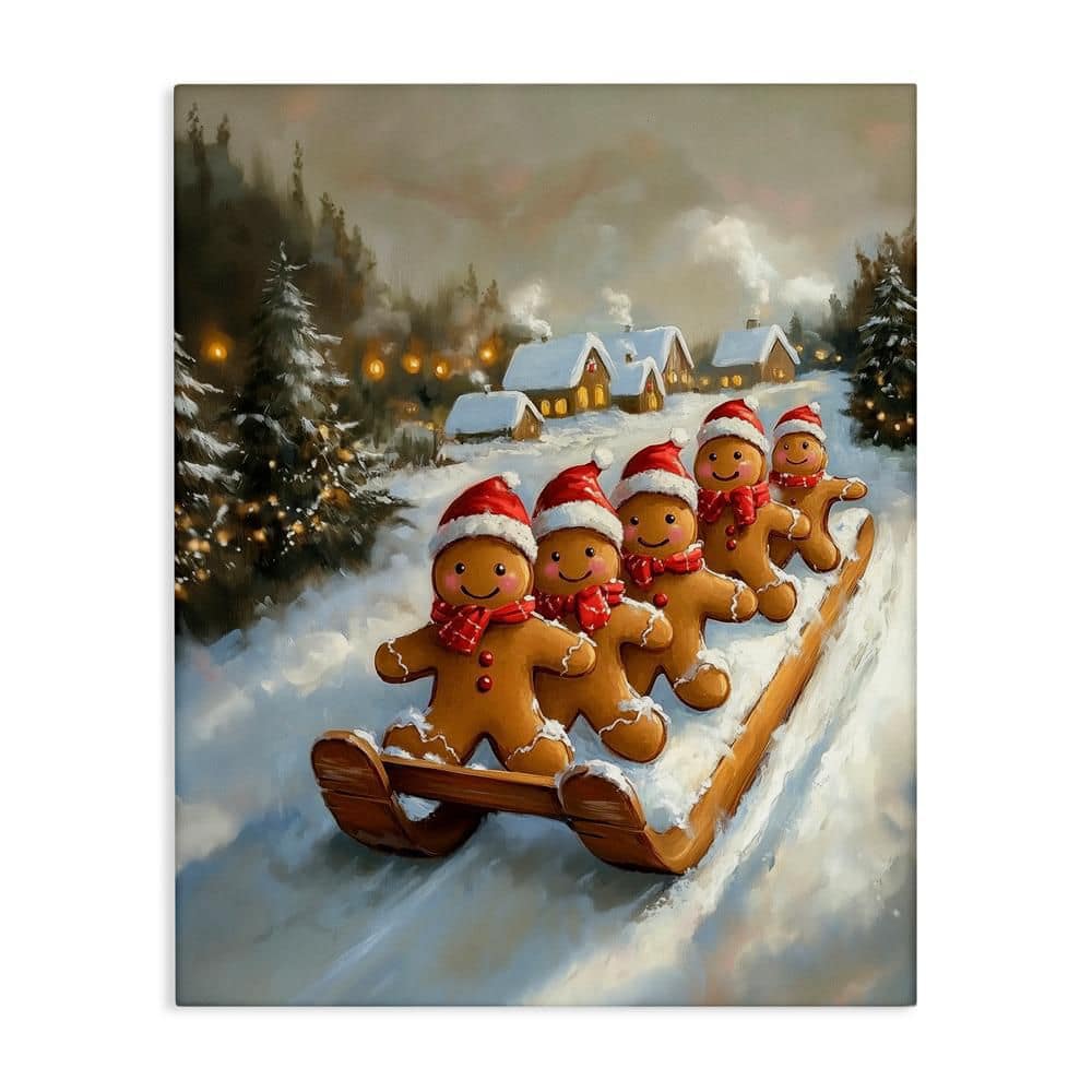Stupell Industries Gingerbread Snow Day Sledding by Arlington Prints 1 ...