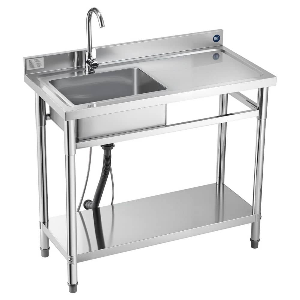 SKYSHALO Stainless Steel Utility Sink, 1 Compartment Free Standing ...