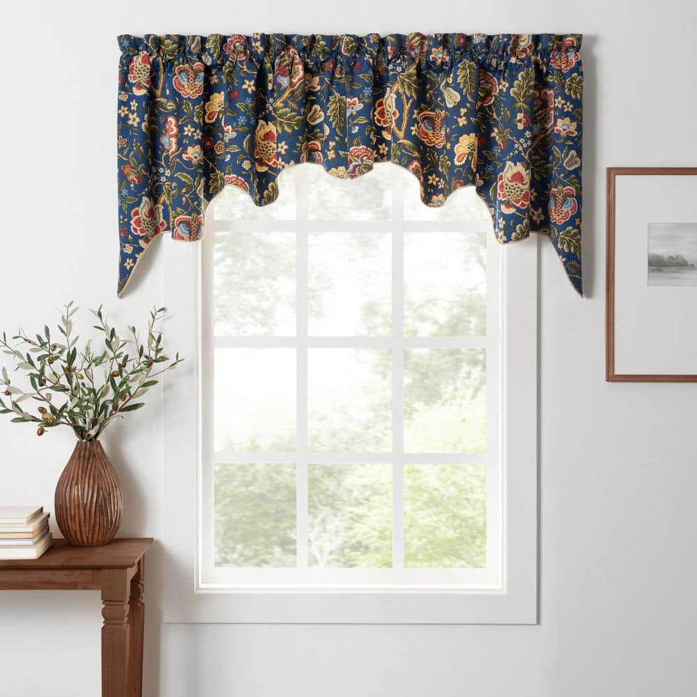 Ellis Curtain Regency 30 in. L Cotton Lined Duchess Valance in Navy ...