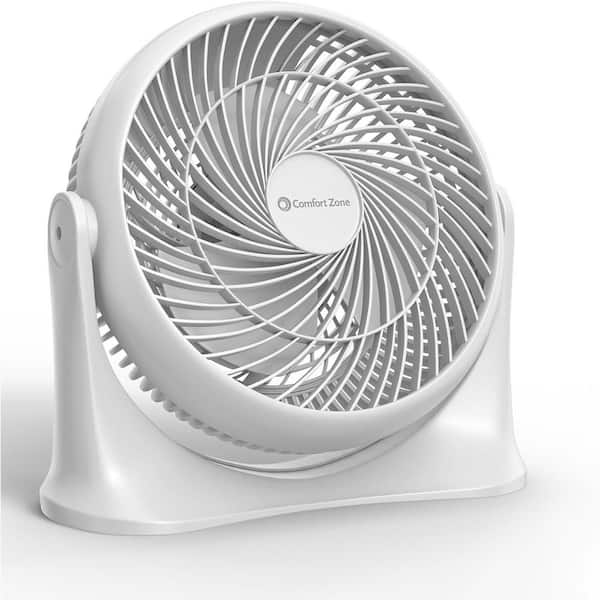 Comfort Zone 11 in. 3-Speed Table Fan with Adjustable Tilt in White ...