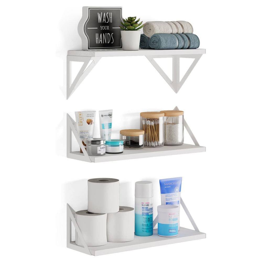 Cubilan 17 in. W x 6 in. D Washed White Wood Composite Decorative Wall ...