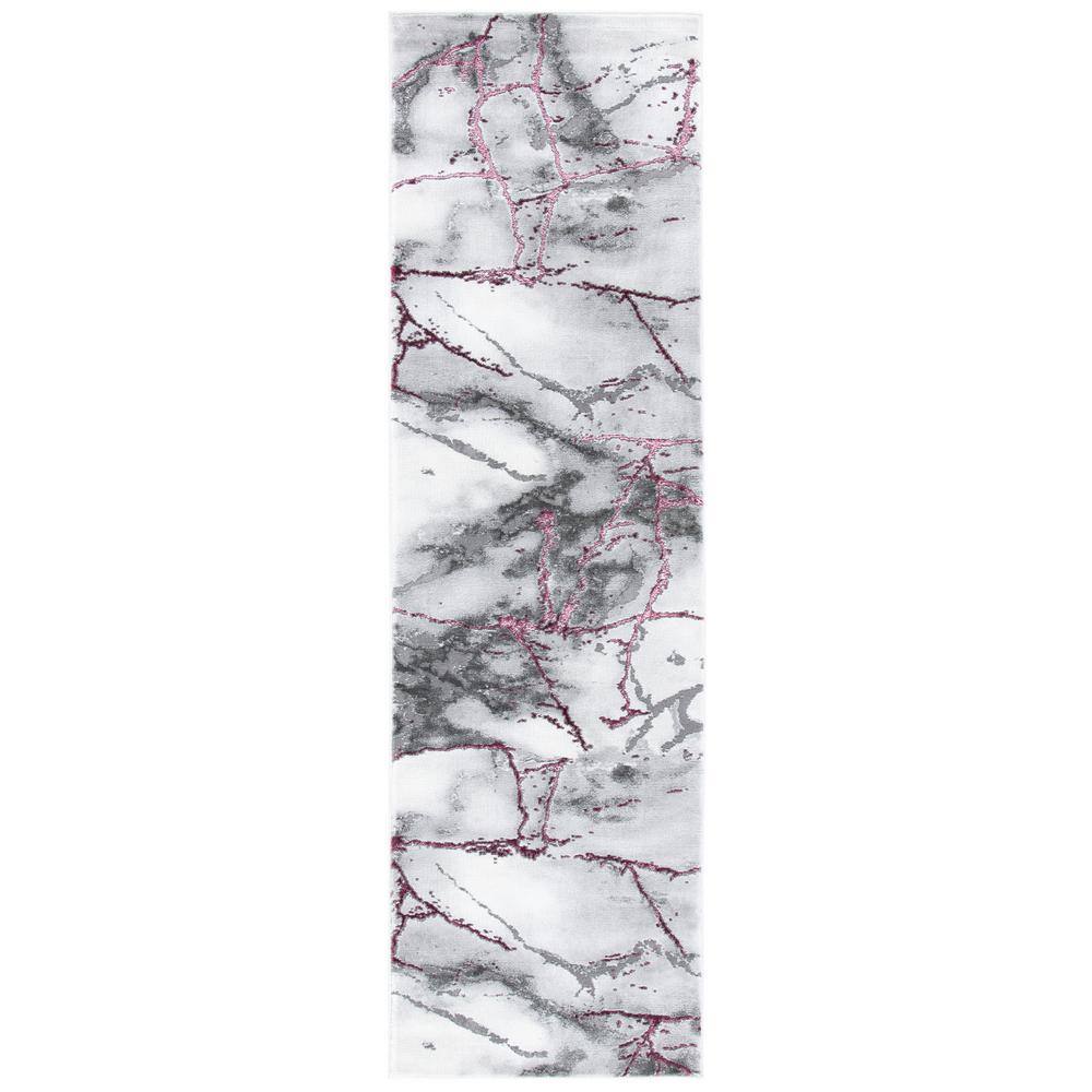 SAFAVIEH Craft 2 ft. x 14 ft. Gray/Wine Distressed Abstract Runner Rug ...