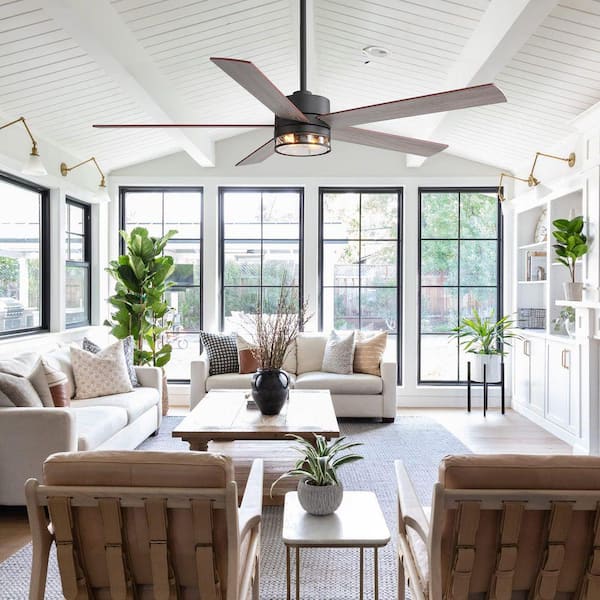 Airsurfer Primo 65-Inch Modern Black Traditional Ceiling Fan with 5 ...