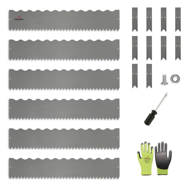 A Anleolife 6 Pack 40" LX 8" H Galvanized Steel Garden Landscape Edging ...