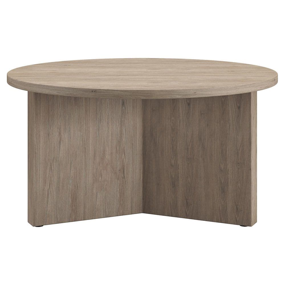 Meyer&Cross Anders 32 in. Antiqued Gray Oak Round Particle Board Top ...