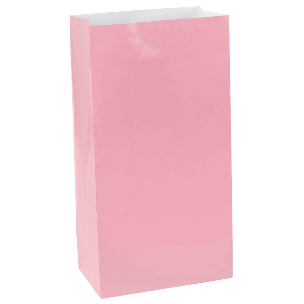 Amscan 6.5 in. x 3in. Pink Mini Paper Bags (12-Count, 9-Pack) 370202. ...