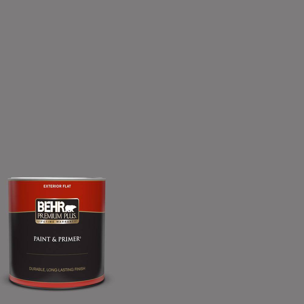 BEHR PREMIUM PLUS 1 qt. #BXC-58 Stormy Gray Flat Exterior Paint ...