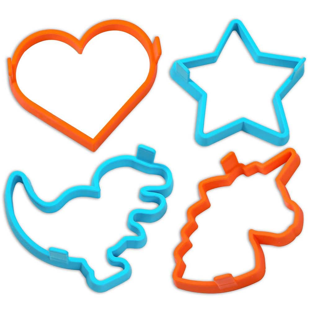 Anqtovp 4Pck Silicone Heart, Star, Dinosaur, Unicorn Pancake Molds ...