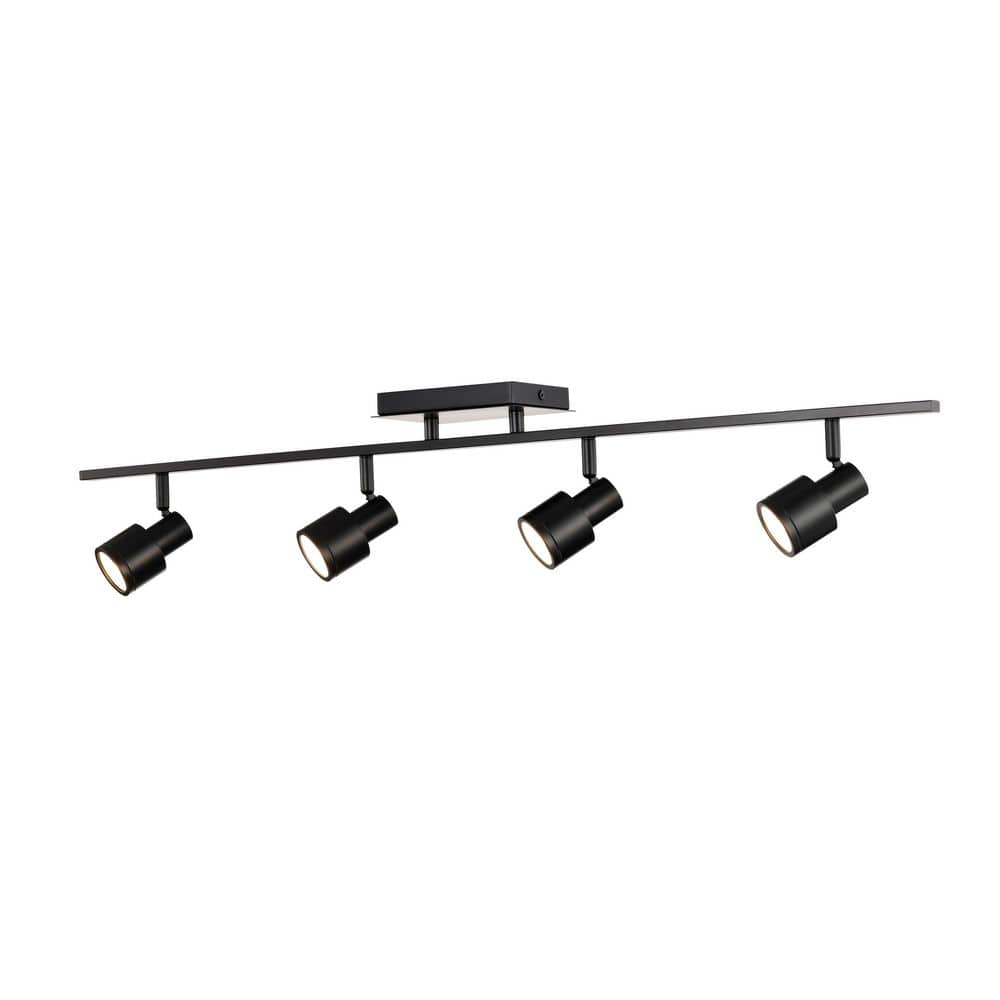 Edvivi 3 ft. 4-Light Matte Black Hard Wired Track Lighting Kit with ...