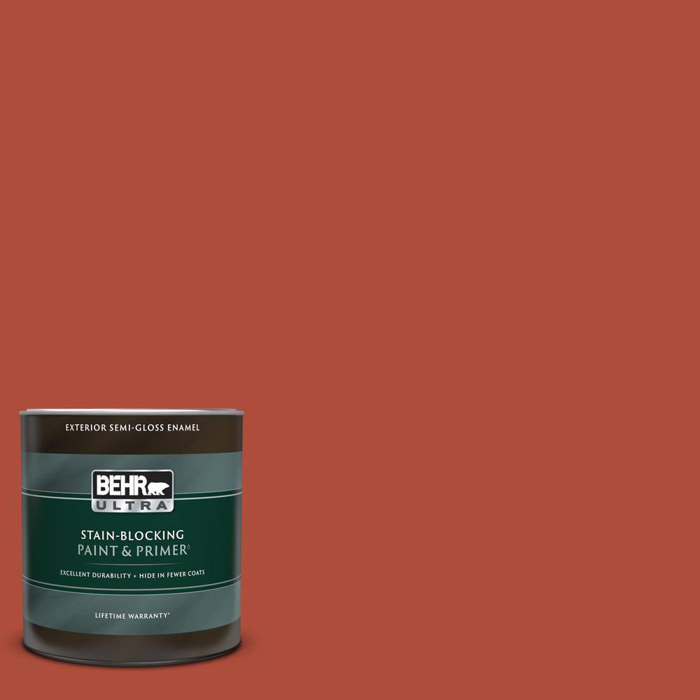 BEHR ULTRA 1 qt. #MQ4-35 Torch Red Semi-Gloss Enamel Exterior Paint ...