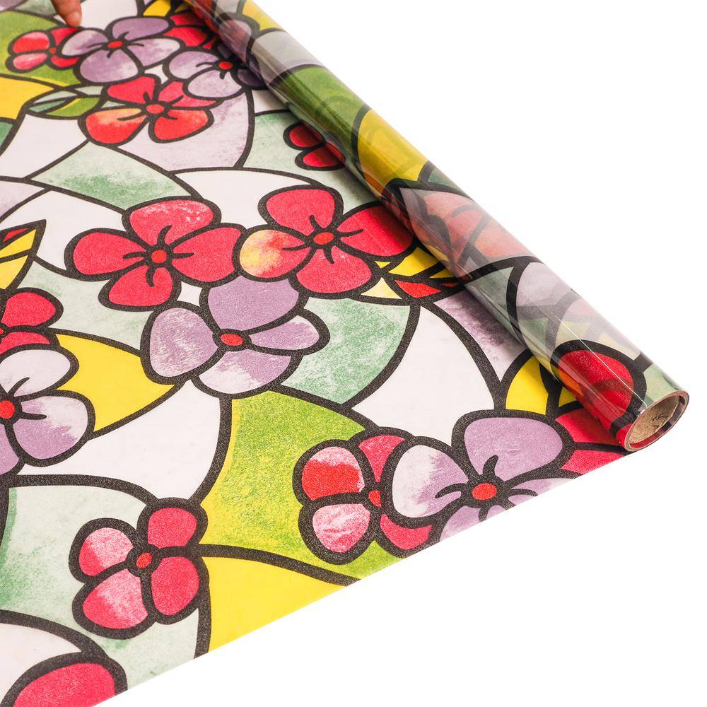 Shatex Self-adhesive Flower world Decorative Window Film，78.7*35.4 Inch ...