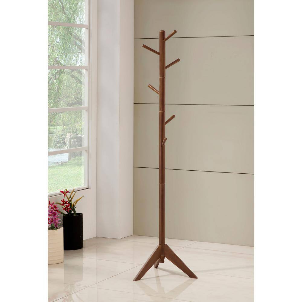Coaster Devlin Walnut Coat Rack with 6-Hooks 900633 - The Home Depot