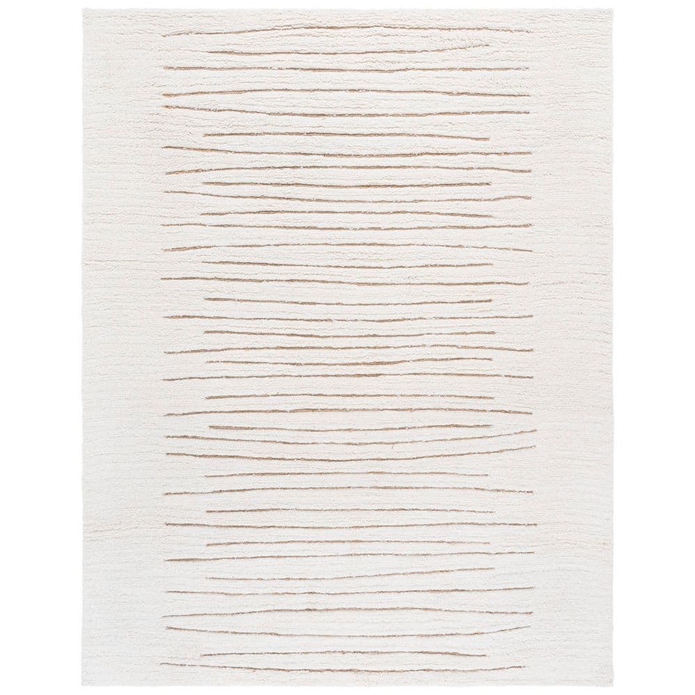 SAFAVIEH Casablanca Natural/Ivory 8 ft. x 10 ft. Wavy Lines Area Rug ...