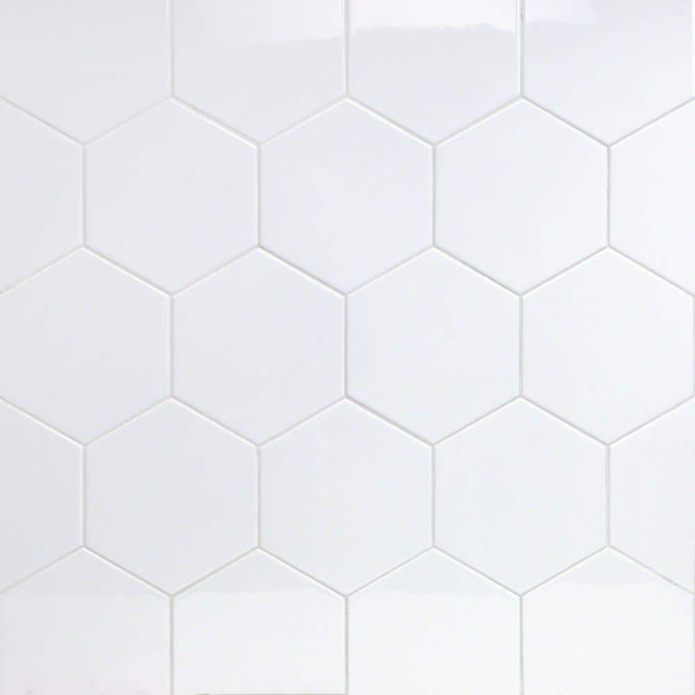 Ivy Hill Tile Bethlehem Hexagon White 5.9 in. x 0.31 mm Polished White ...