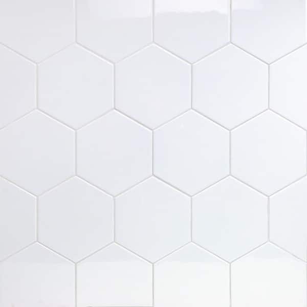 Ivy Hill Tile Bethlehem Hexagon White 5.9 in. x 0.31 mm Polished White ...