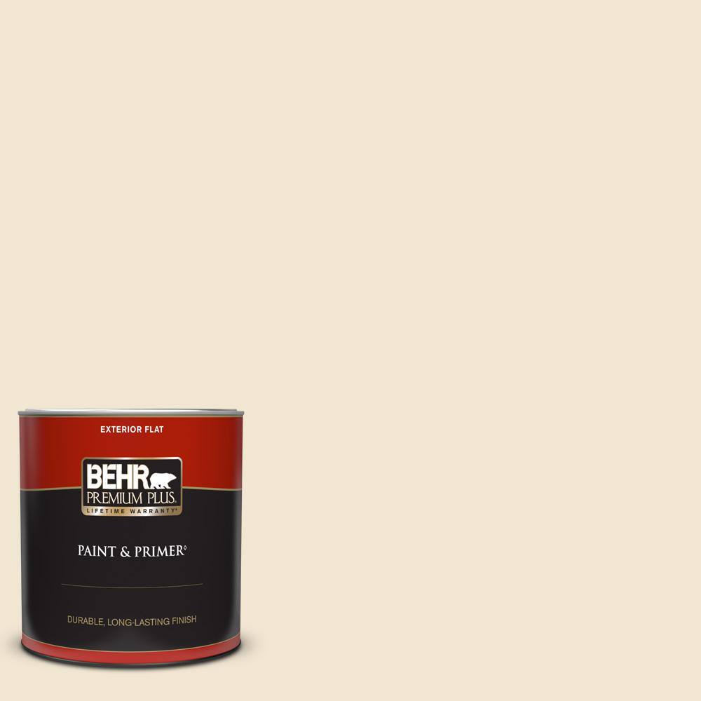 BEHR PREMIUM PLUS 1 Qt. #BWC-16 Ancient Ivory Flat Exterior Paint ...