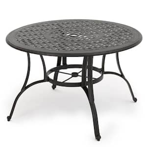 Ornate Traditional 48 in. Round Aluminum Outdoor Dining Table Mesh ...
