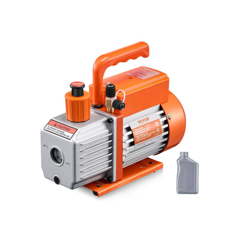 VEVOR Vacuum Pump 4 CFM HVAC Single Stage Rotary Vane Vacuum Pump for ...
