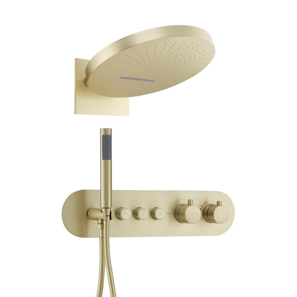 Boyel Living 2-Spray 16 in. Thermostatic Dual Shower Head Wall Mount ...