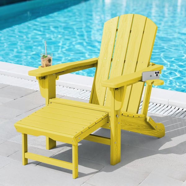 JEAREY 3-Level Adjustable Patio Folding Plastic Adirondack Chair with ...