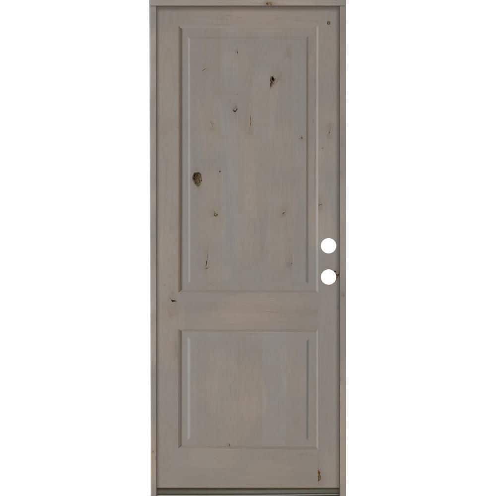 Krosswood Doors 32 in. x 96 in. Rustic Knotty Alder 2 Panel Square Top ...