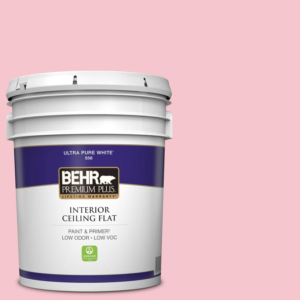BEHR PREMIUM PLUS 5 gal. #120B-4 Old Fashioned Pink Ceiling Flat ...