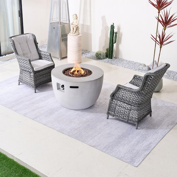 moda furnishings Rajka 3-Piece Gray Wicker Aluminum Outdoor Fire Pit ...
