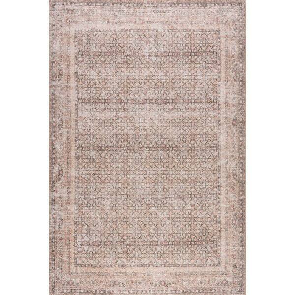 nuLOOM Hillstone Light Brown 6 ft. 7 in. x 9 ft. Traditional Vintage ...