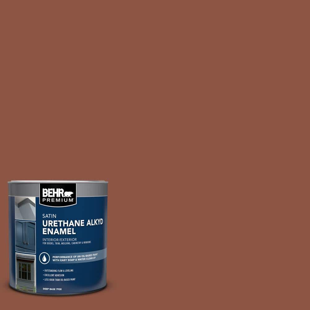 BEHR PREMIUM 1 qt. #S180-7 True Copper Satin Enamel Urethane Alkyd ...