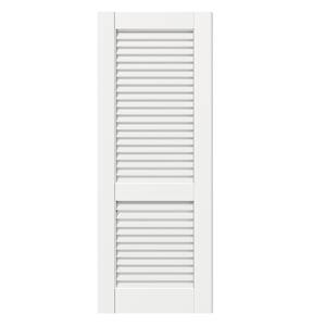 TENONER 24 in. x 80 in. Louvered MDF, White Primed Wood, Painted Pre ...