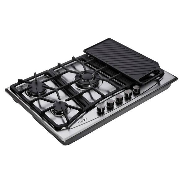 Gas cooktop with griddle and downdraft store