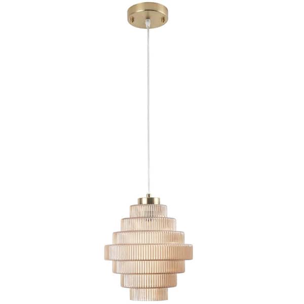 LWYTJO 1-Light Amber Modern Pendant Lights Gyro Shape Ceiling Hanging ...