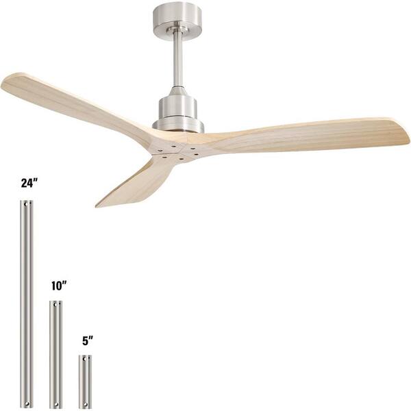 CACI Mall 52 in. Indoor Nickel Ceiling Fan without Light for Bedroom or ...