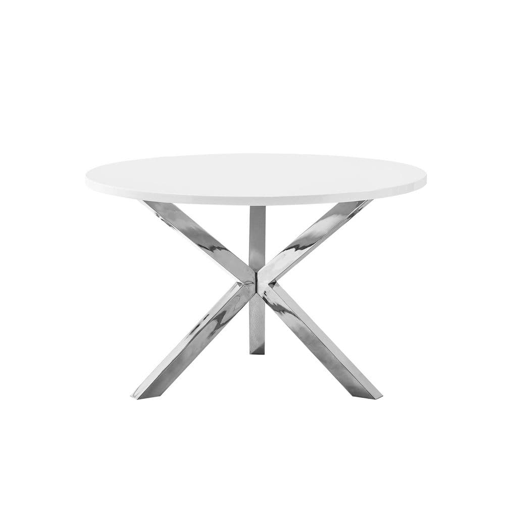 Best Master Furniture Blanca 47 in. W Round White Wood Dining Table in ...