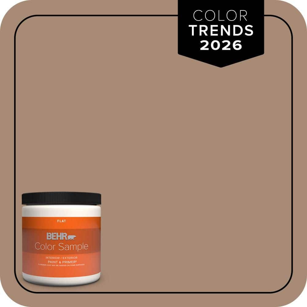 BEHR PREMIUM PLUS 8 oz. #N240-5 Rodeo Tan Flat Interior/Exterior Paint ...