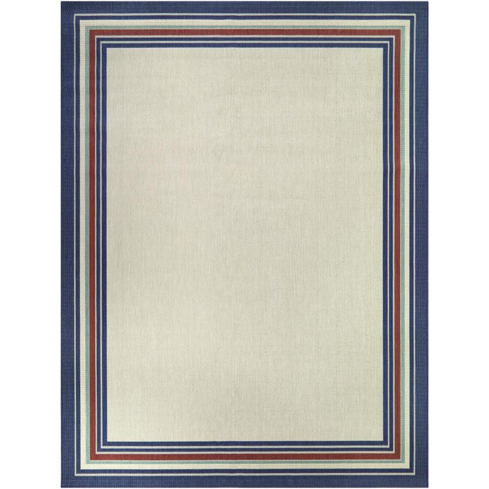 Hampton Bay Multi-Colored 5 ft. x 7 ft. Striped Border Indoor/Outdoor ...