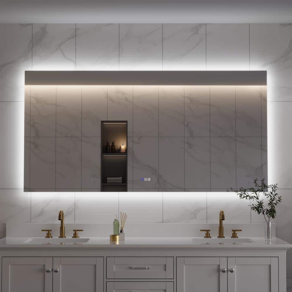 EOVIAMNE 72 in. W x 36 in. H Rectangular Frameless Wall Backlit LED ...