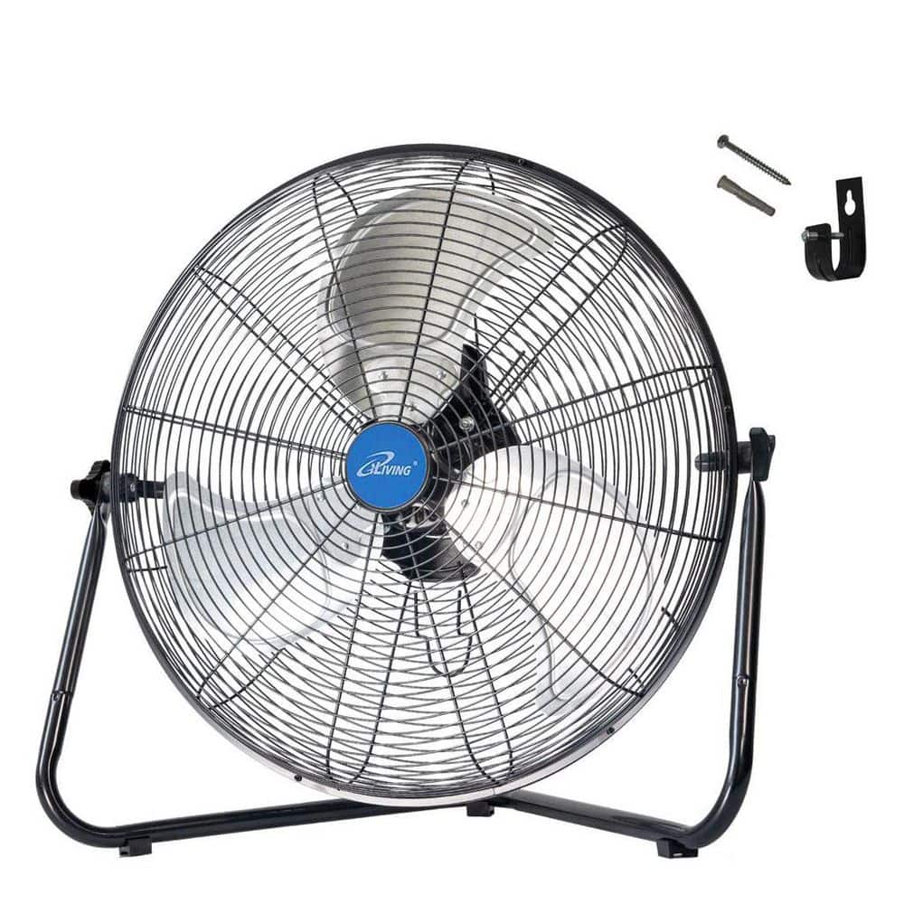 iLIVING 20 in. 3-Speeds Multi-Purpose High Velocity Floor Fan or Wall ...