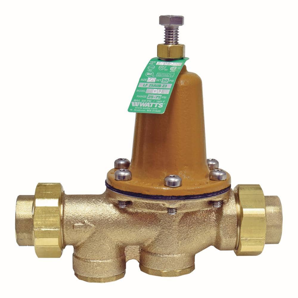 Watts 1 in. Double Union Lead-Free Brass Water Pressure Reducing Valve ...