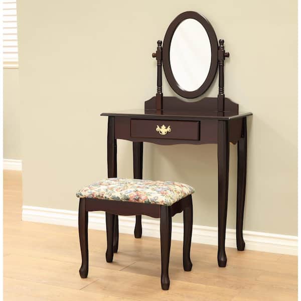 Homecraft Furniture Queen Annie 3 -Piece Espresso Bedroom Vanity set ...