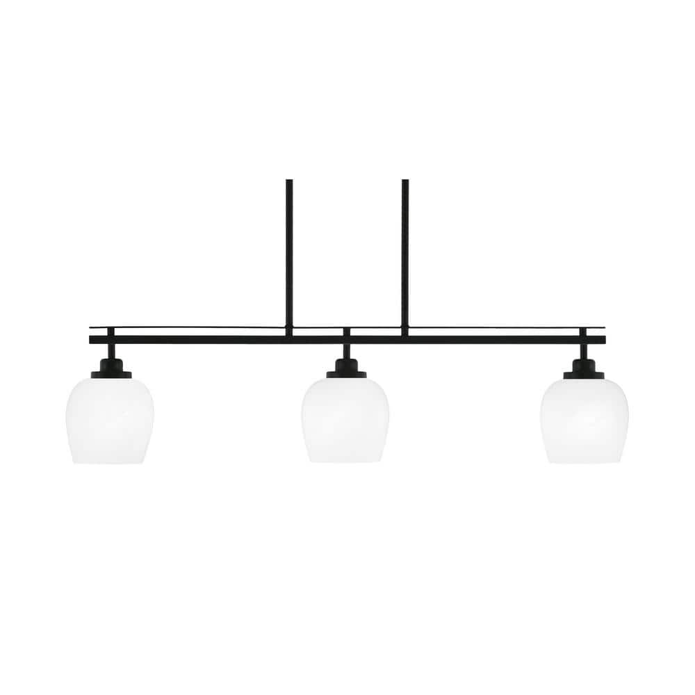 Monroe 3-Light, Matte Black Billiard Light, Any room with 6 in. White ...