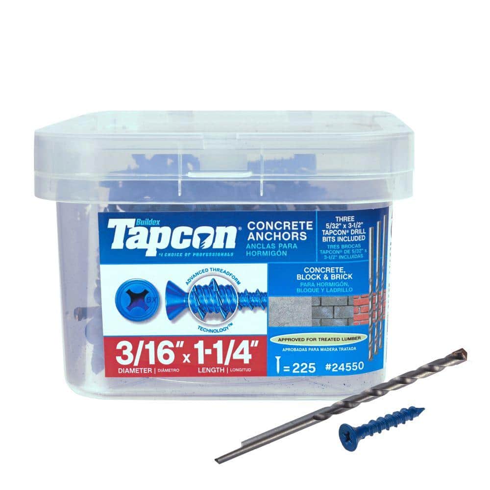 Reviews for Tapcon 3/16 in. x 1-1/4 in. Phillips-Flat-Head Concrete Anchors (225-Piece) | Pg 5 ...
