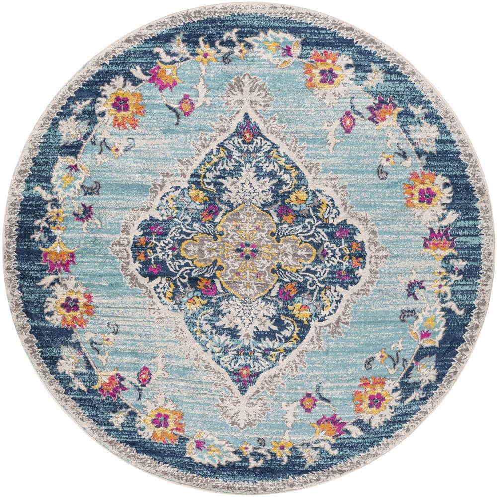 Livabliss Marisol Teal 7 ft. Round Indoor Area Rug S00161038975 - The ...
