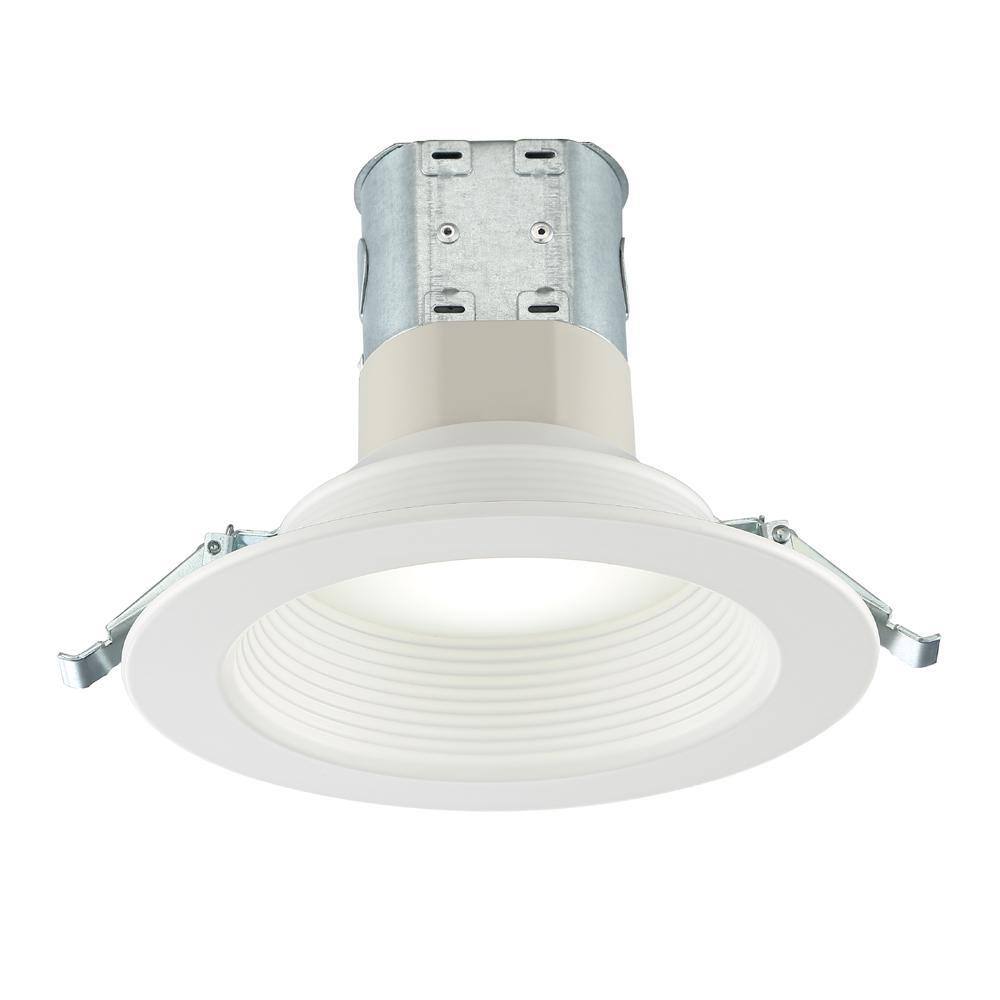 Commercial Electric Easy-Up 6 in. White Integrated LED Baffle Kit with ...