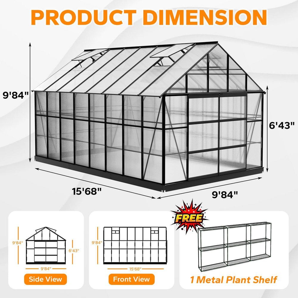 Reviews for JOYSIDE 10 ft. x 16 ft. Outdoor Polycarbonate Greenhouse ...